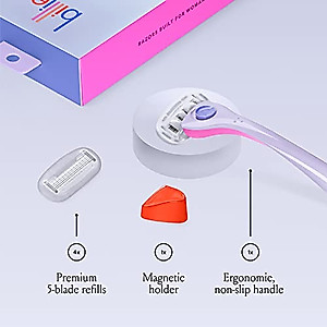 Billie Razors for Women Shave Kit – Women’s Razor + 4 x 5-Blade Razor Refills + Magnetic Holder – DreamPop
