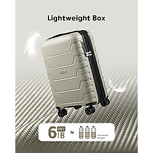 LUGGEX Carbon Fiber Pattern Carry-On Luggage 22x14x9 - Impact-Resistant PP Material - High Rebound Toughness & Anti-Explosion Zipper(Champagne Suitcase)