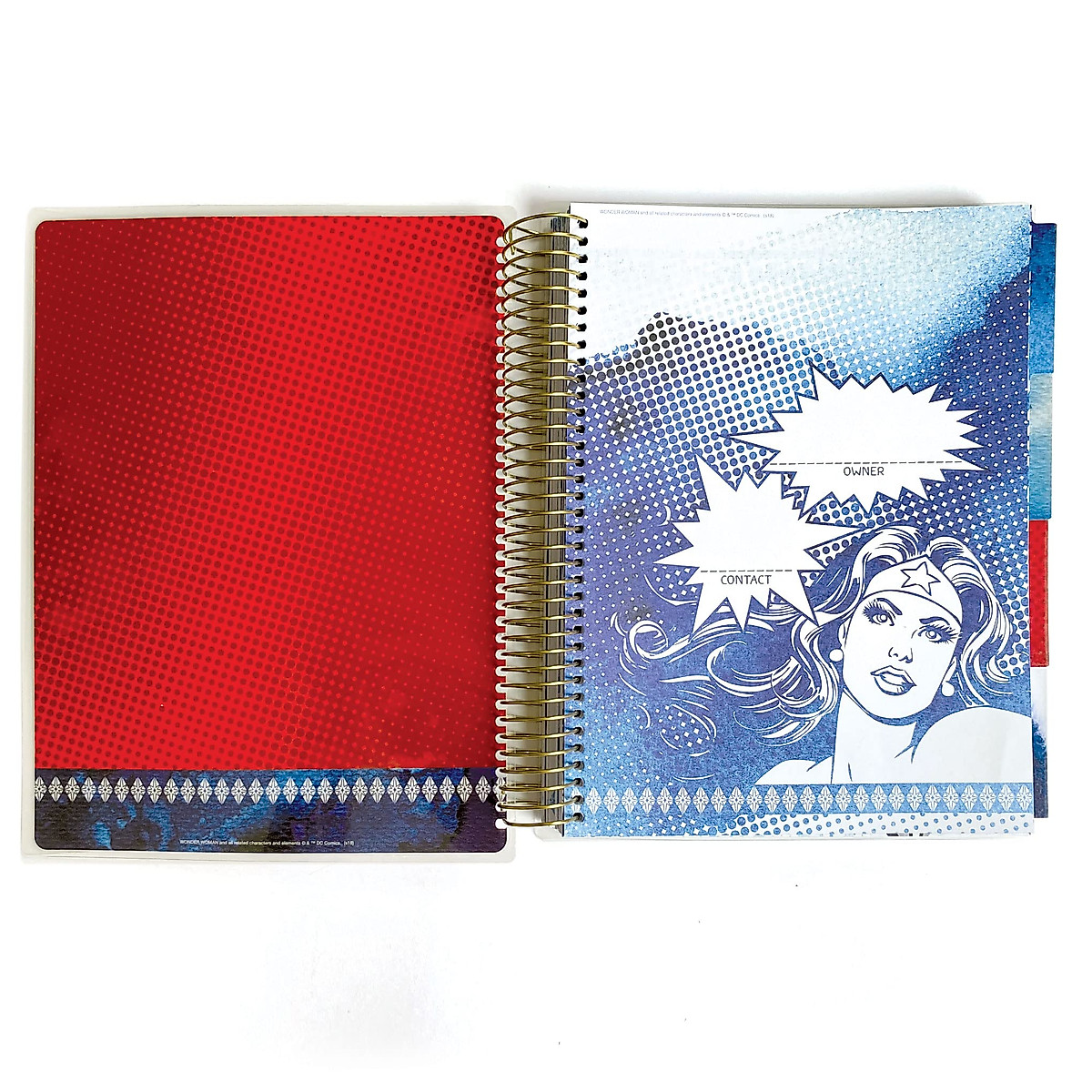 Paper House Productions DC Comics Wonder Woman 12 Month Undated 9.5" Planner with Month and Event Flag Stickers