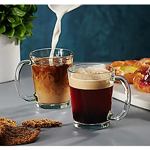 Godinger Coffee Mugs, Italian Made Glass Coffee Mug, Hot Beverage Tea Cups, Glass Cups, Drinking Glasses - 10oz, Set of 4