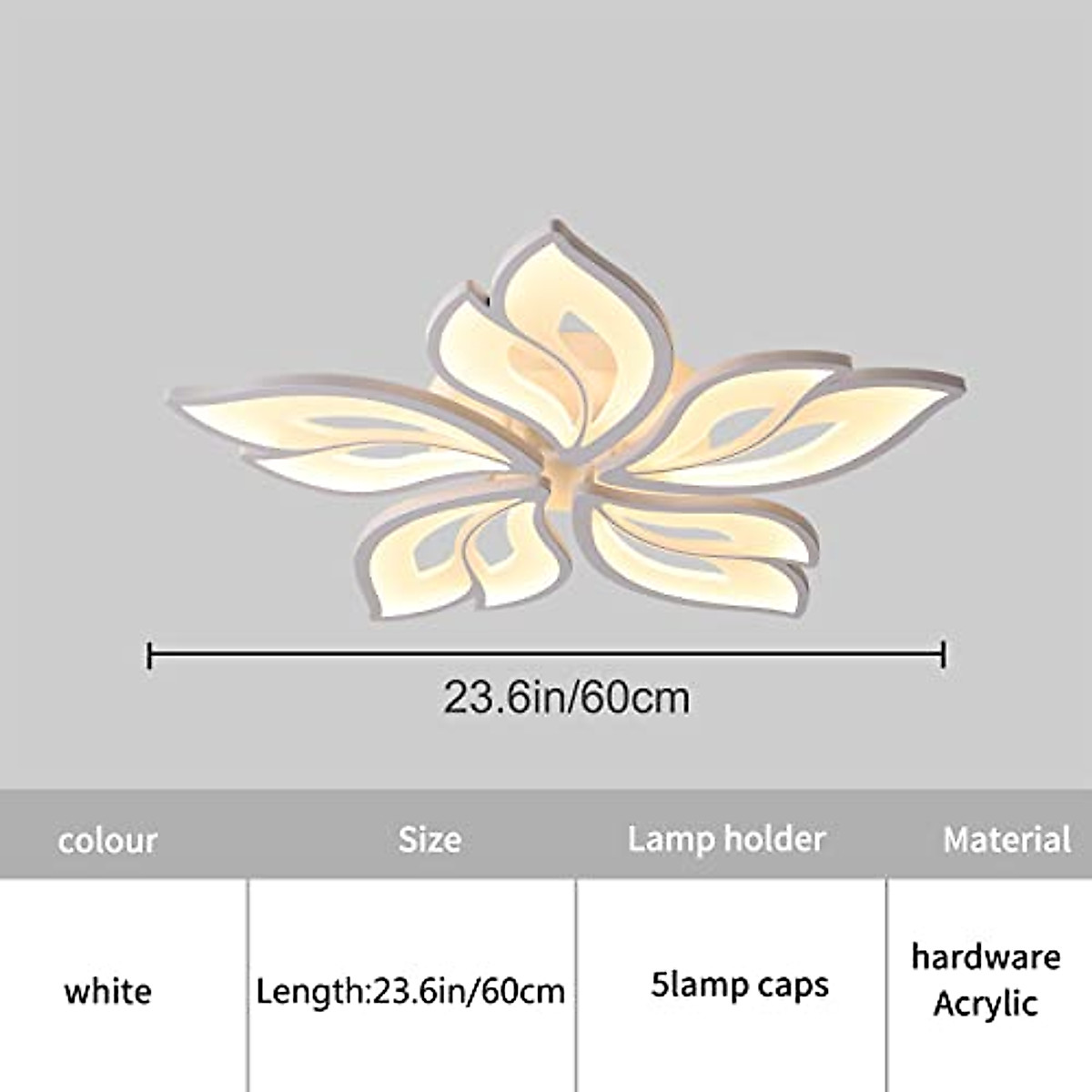 Garwarm Modern Ceiling Light,23.6” Dimmable LED Chandelier Flush Mount Ceiling Lights,Remote Control Acrylic Leaf Ceiling Lamp Fixture for Living Room Dining Room Bedroom 60W