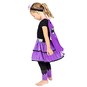 WARNER BROS DC Comics Justice League Batgirl Newborn Baby Girls Tulle Costume Dress Leggings Cape and Headband 4 Piece Set 0-6 Months