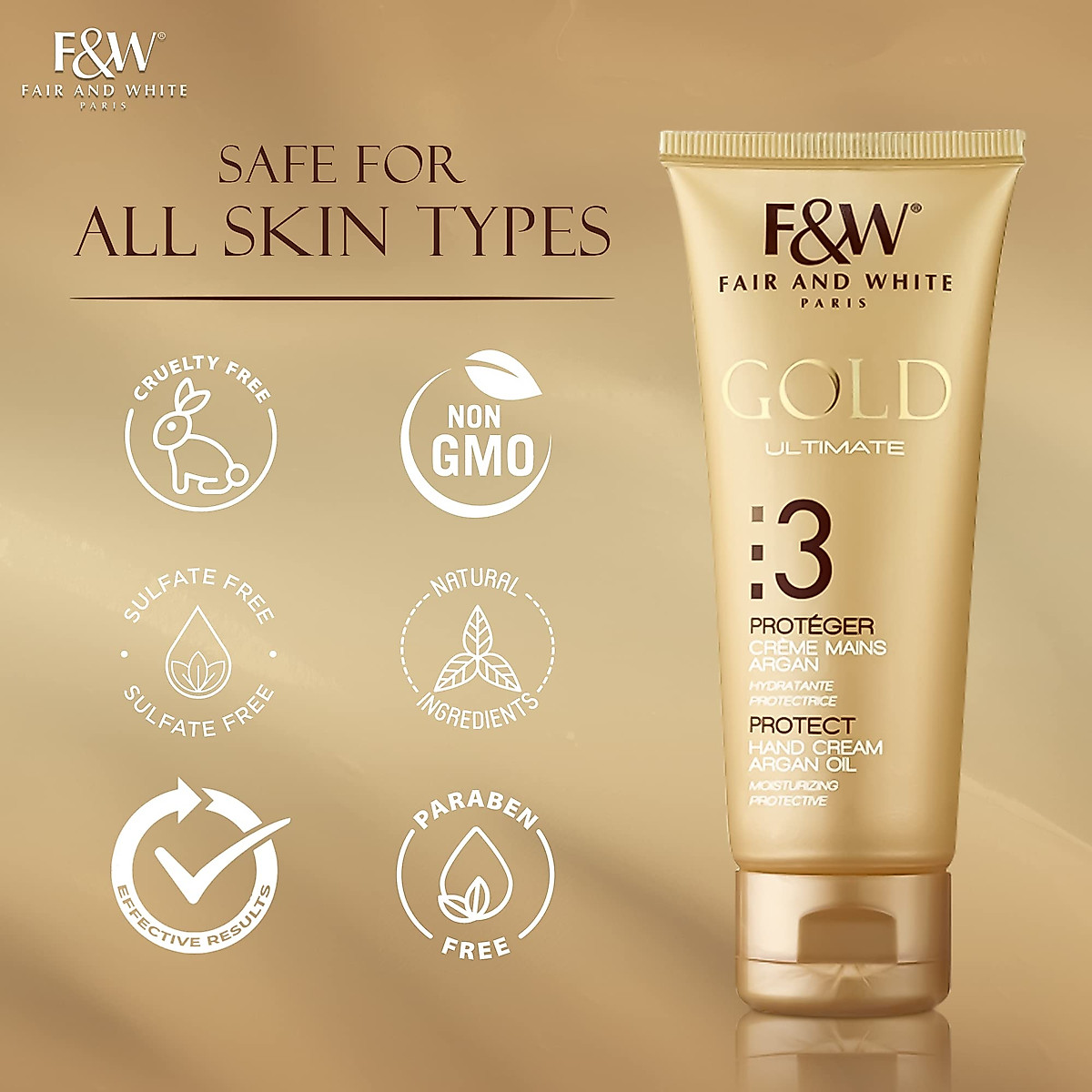 FAIR & WHITE Gold Cream 4.4 Fl oz / 125 ml, Formulated to Remove Stretch Marks with Shea Butter and Glycerin