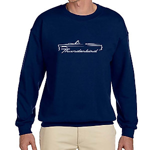 Maddmax Car Art 1955 1956 1957 Ford Thunderbird Convertible Classic Outline Design Sweatshirt 2XL navy blue