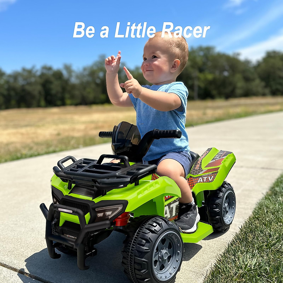 Hikiddo Kids ATV 4 Wheeler, 6V Ride-On Toy for Toddlers 1-3 Boys & Girls with Music, Forward & Reverse - Green