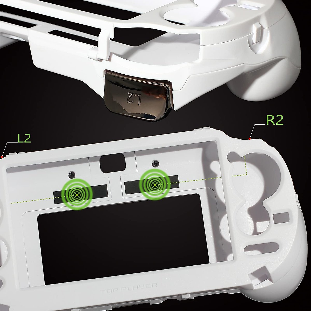 CHENLAN L2 R2 Trigger Hand Grip Shell Controller Protective Case for Playstation PS Vita 1000 （White）