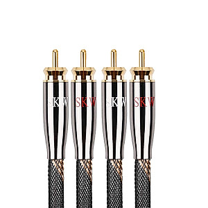 SKW Audiophiles RCA Cable 2RCA Male to 2RCA Male HiFi System Interconnect Cable with Diameter 7mm (1.64ft/0.5M, Black, Nylon)