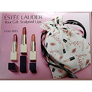 Estee Lauder for Sculpted Lips Trio Lipsticks Gift Set 3 Full Sizes 410 Dynamic, 110 Insatiable Ivory, and 221 Pink Parfait