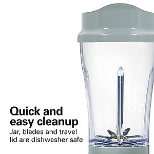 Hamilton Beach Single Serve Personal Smoothie Blender with 14 oz. Travel Cup and Lid,, 4.00x5.00x11.25inch