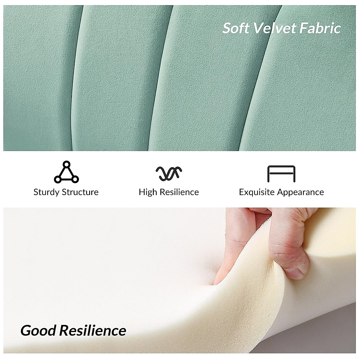 HULALA HOME Modern Velvet Loveseat Sofa with Flower Shaped Back, Comfy Upholstered 2-Seater Sofa with Gold Metal Legs, Small Love Seat Accent Couch for Living Bedroom Leisure Areas, Sage