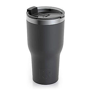 RTIC 30 oz Insulated Tumbler Stainless Steel Coffee Travel Mug with Lid, Spill Proof, Hot Beverage and Cold, Portable Thermal Cup for Car, Camping, Black