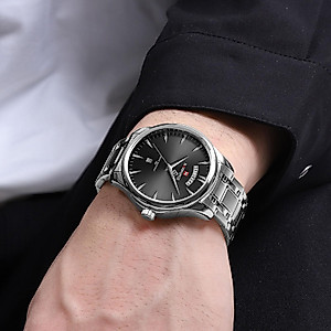 NAVIFORCE Luxury Business Wrist Watches Minimalist Auto Day-Date Calendar Display Stainless Steel Waterproof Watch for Men Japan Movement