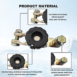 Quick Disconnect Battery Cut Off Switch Top Post Battery Disconnect Switch Pure Copper Power Off Switch Car Battery Connector (Black)