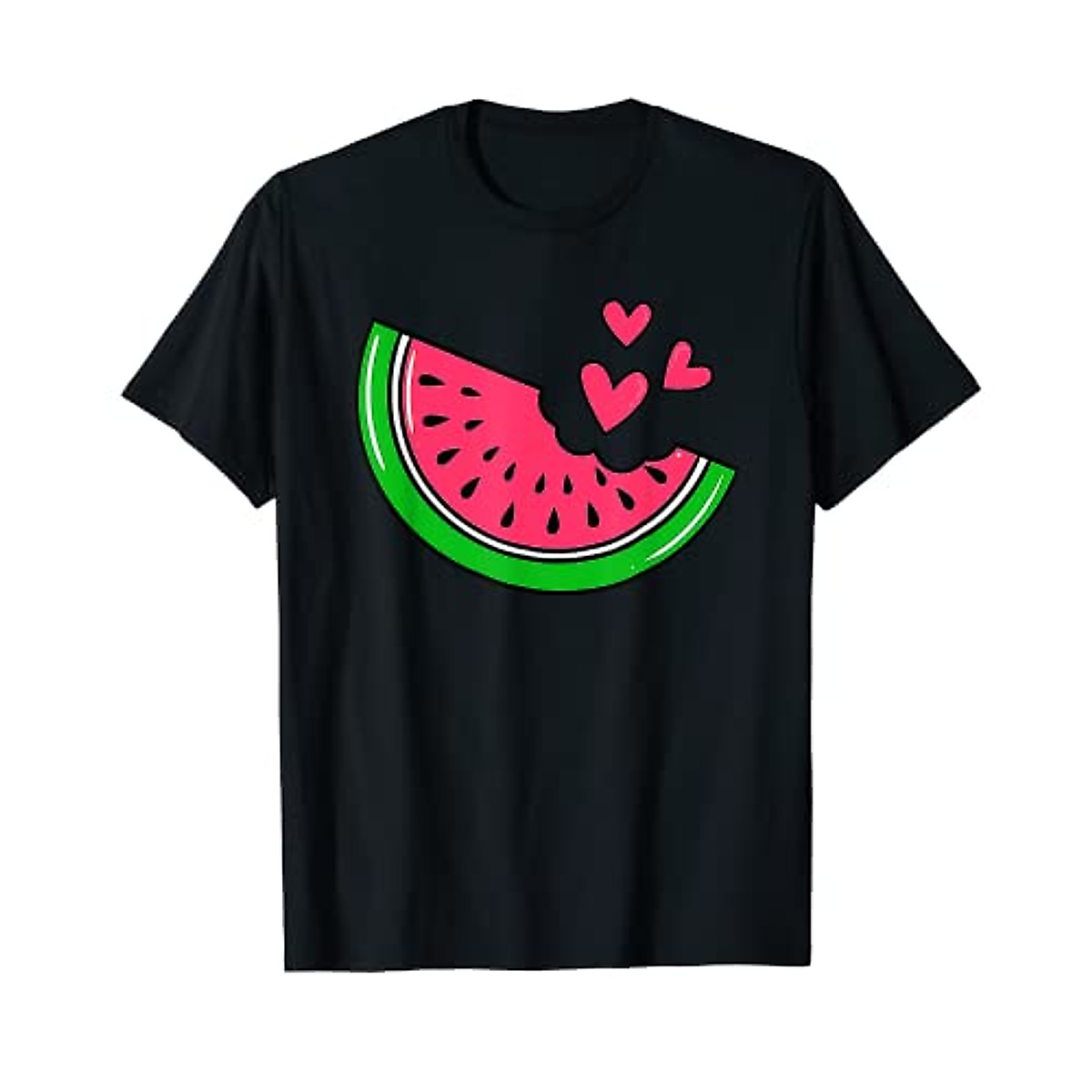 Watermelon Slice Melon Hearts Lovers Eating Fruit Summer T-Shirt