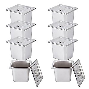 8 Pack Hotel Pans 1/6 Size Steam Table Pan with Lid,Commercial Stainless Steel Pan, Catering Food Pan for Food Warmer Party Restaurant Catering Supplies Restaurants