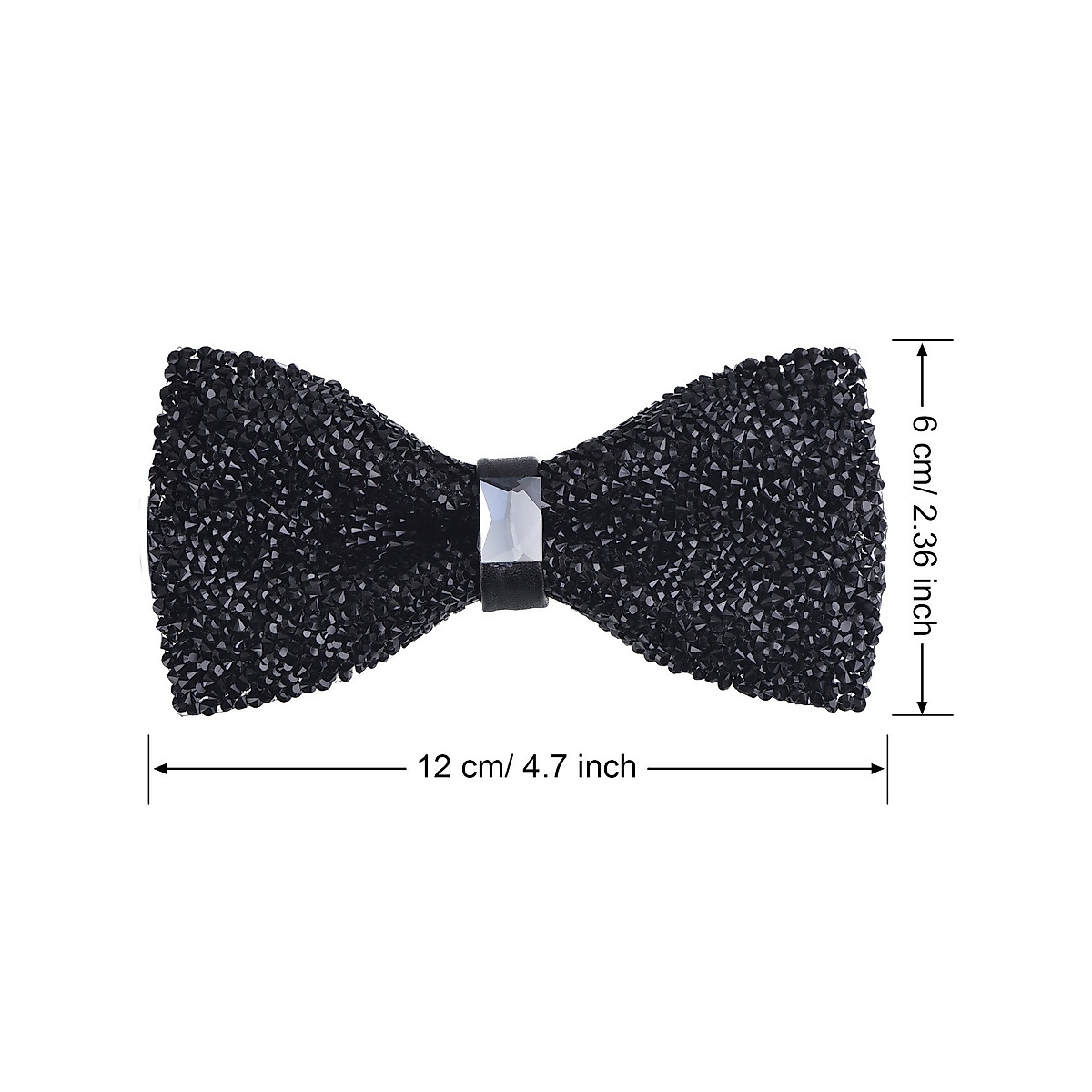2 Pieces Rhinestone Bow Ties Banquet Bowties Men's Pre-tied Bow Ties for Wedding and Parties (Black and Silver)
