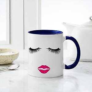 CafePress Lipstick And Eyelashes Mugs Ceramic Coffee Mug, Tea Cup 11 oz