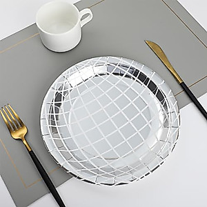 Fairooth 50 PCS Disco Paper Plates 9" Silver Foil Disposable Plates Disco Ball Dessert Dinner Plates 70’s Party Paper Tableware for Rock Roll Dance Music Party Supplies