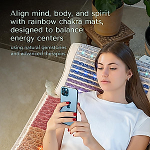 HealthyLine Rainbow Chakra Mat - Enhanced Reiki, Yoga and Massage - Electric Gemstone Heating Pad with Negative Ions and Red Photon Lights - Inframat Pro 3rd Edition - Firm (Medium 50 x 24 inches)