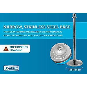 US Weight - U2140 Premier Chrome Post and Black Velvet Rope Crowd Control Stanchions