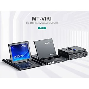 MT-VIKI 16 Port KVM VGA Switch w/17'' LCD Monitor, 1U Rack Mount KVM Monitor Switch,1280x1024@60Hz Support OSD/Hotkey/Button Switching, + 16 KVM Cables, Fit 1U 19'' Rack