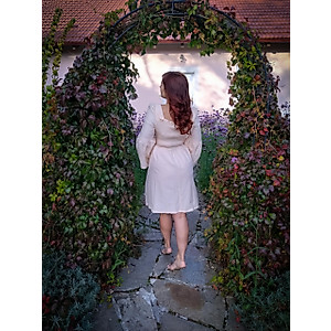 Fairy Dress for Women Short Medieval Dress Long Sleeve Ren Fest Costume Square Neck Corset Dress Apricot 2XL