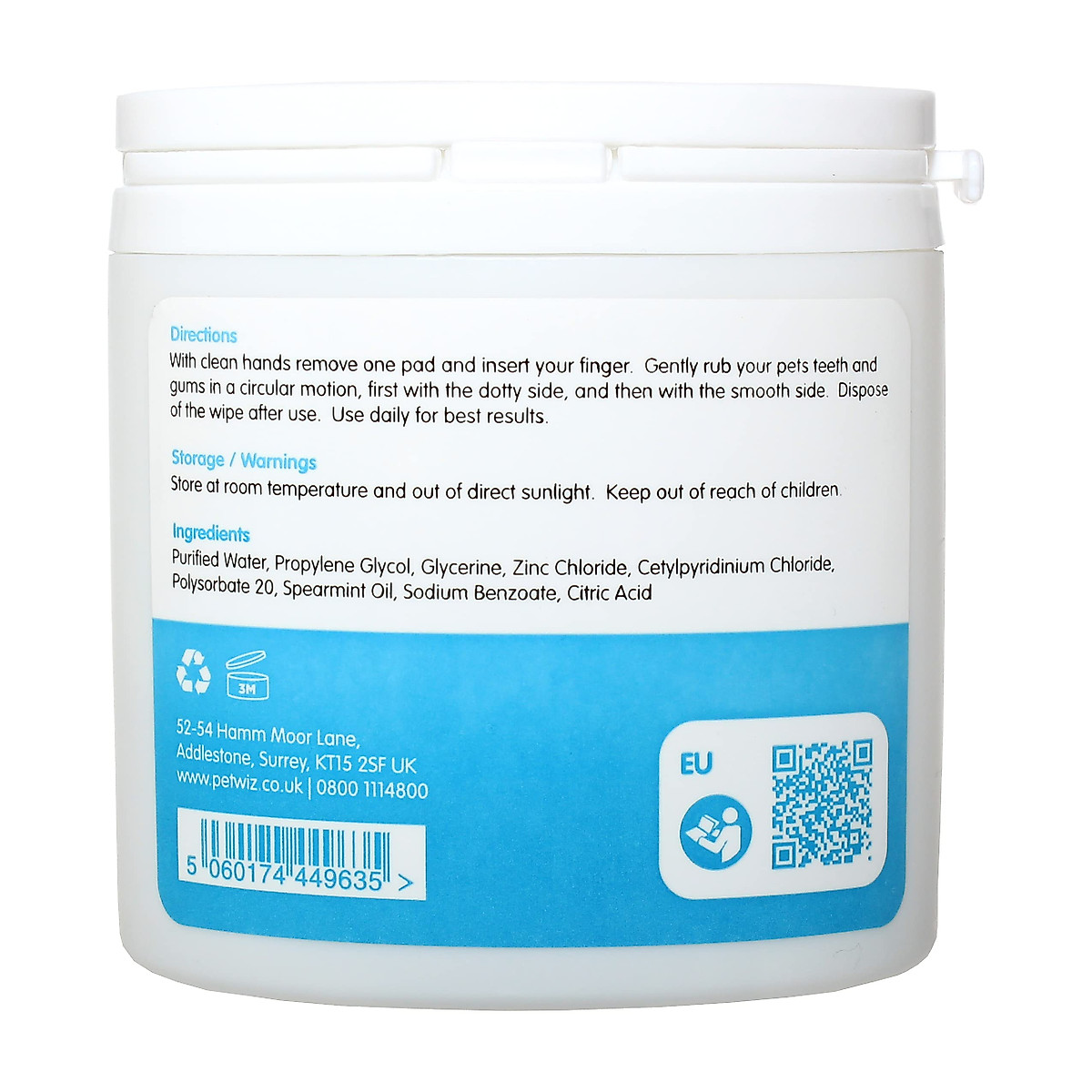 Dental Finger Wipes with Spearmint Oil for Dogs & Cats. Removes Plaque & Tartar, Care for Gums & No Rinsing Required.