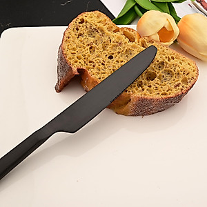 Snplowum 20-piece Black Cutlery Set, 18/10 Stianless Steel Silverware Heavy Duty Tableware Set Include Dinner Knife/Fork/Spoon, Service For 4, Matte Polish