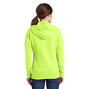 Port & Company Women's Classic Full-Zip Hooded Sweatshirt LPC78ZH, Neon Yellow, X-Large