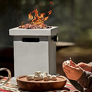 Portable Tabletop Fireplace Propane Gas Fire Pit, Concrete Outdoor Smokeless Fire Bowl, 10 inch, 10,000 BTU with CSA Certification for Camping, Patio, Outdoor Heating and Bonfire (Square-Light Gray)