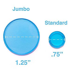 100 Jumbo 1.25" Bingo Chips for Large Print Cards - Educational STEM Resource - Large Translucent Colored Counting Markers