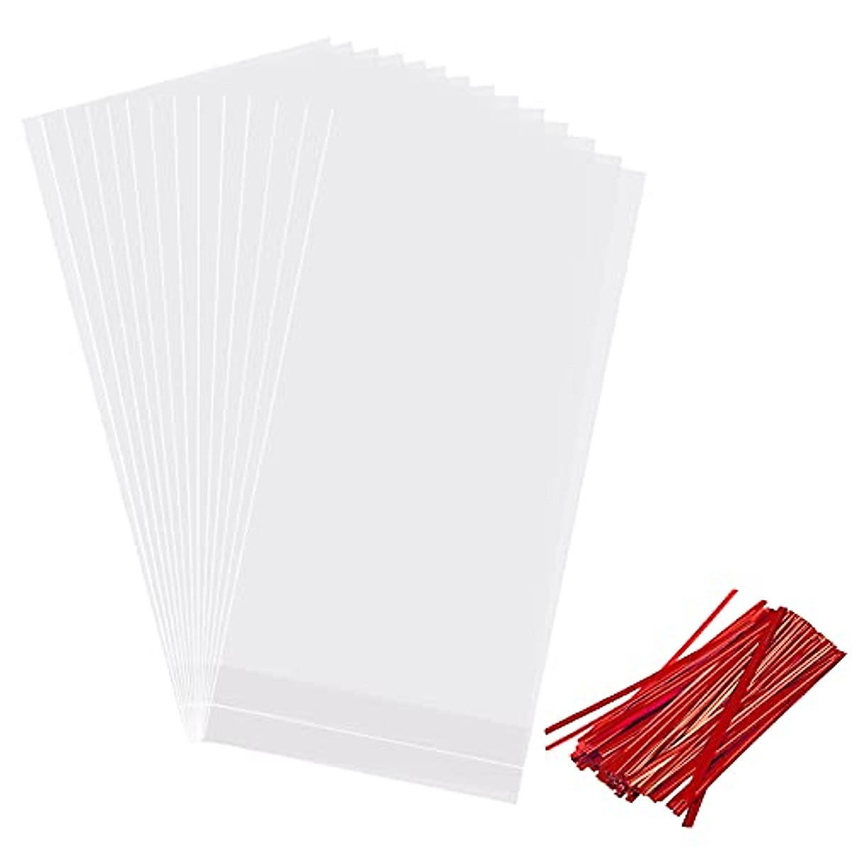 Morepack Clear Wine Bottle Gift Bags 100Pcs 8"x16"+4" Flat Bottom Cellophane Bags