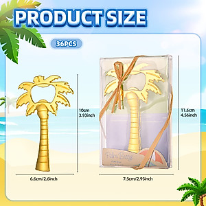 50PCS Coconut Tree Bottle Openers for Wedding Favors, Hawaiian Bridal Shower or Baby Shower Party Gifts for Guests Bulk (Gold)