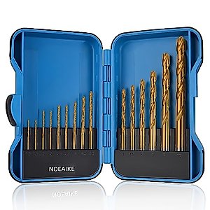Cobalt Drill Bit Set,NOEAIKE 15PCS M35 HSS Metal Drill Bits,Twist Jobber Length Cobalt Drill Bits for Hardened Steel,Stainless Steel,Cast Iron,Aluminum Alloy and Wood with Storage Case Size 1.5-10mm