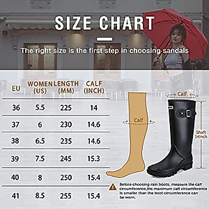 Lezzglt Rain Boots for Women and Waterproof Garden Shoes, Anti-Slipping Knee-high Rubber Boots for Ladies with Comfortable Insoles, Keep Warm Lightweight Work Tall Fishing Boots for Outdoor