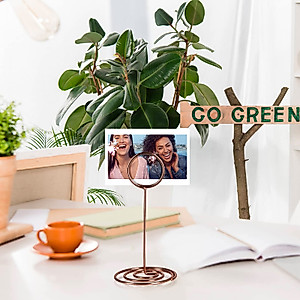 Table Number Holders, Simple Table Sign Stand Place Card Holder, Delicate Table Name Card Holder, Reusable Table Picture Memo Note Holder for Wedding Birthday Party Restaurant (6pcs, Rose Gold)