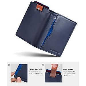 SERMAN BRANDS - Wallets for Men Slim Mens leather RFID Blocking Minimalist Card Front Pocket Bifold Travel Thin (Luxe Blue 5.0)