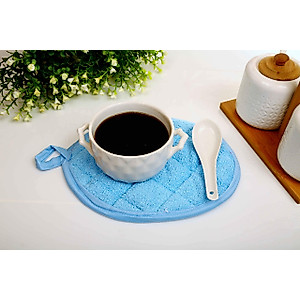 AP$COLLECTION 100% Terry Cotton Quilted Oval Pot Holder Pack of 10 Heat Resistant for Baking Cooking Machine Washable with Hanging Loop (Size 9.5 x 7.5 Inch Color Multi-5)