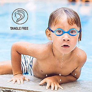 RUIGAO Kids Goggles for Swimming 4-7, Toddler Swim Goggles No Tangle, Blue Goggles for Boyss， Swimming Goggles with Elastic Strap & Pain Free Head Band