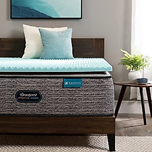 Beautyrest Cool Wave Convoluted Pressure-Relieving Memory Foam Mattress Topper, Queen, 2-Inch Blue