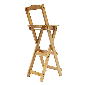 Leblett Bamboo Portable Folding Stool,Tall Chair,Foldable Bar Stool,X-Shaped Kitchen Stool Bar Height,High Stool Chair for Kitchen Counter,with Ergonomic Backrest,Max Load Capacity 100Kg/220.46Lbs