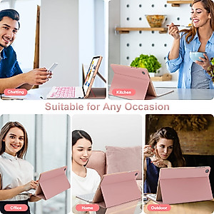 IVEOPPE Galaxy Tab A8 2022 Case with Keyboard 10.5 inch, Detachable Wireless Bluetooth Keyboard Cover & 7 Colors Backlit & Slim Folio Cover for Galaxy Tab A8 SM-X200/X205/X207（Sugar Pink）