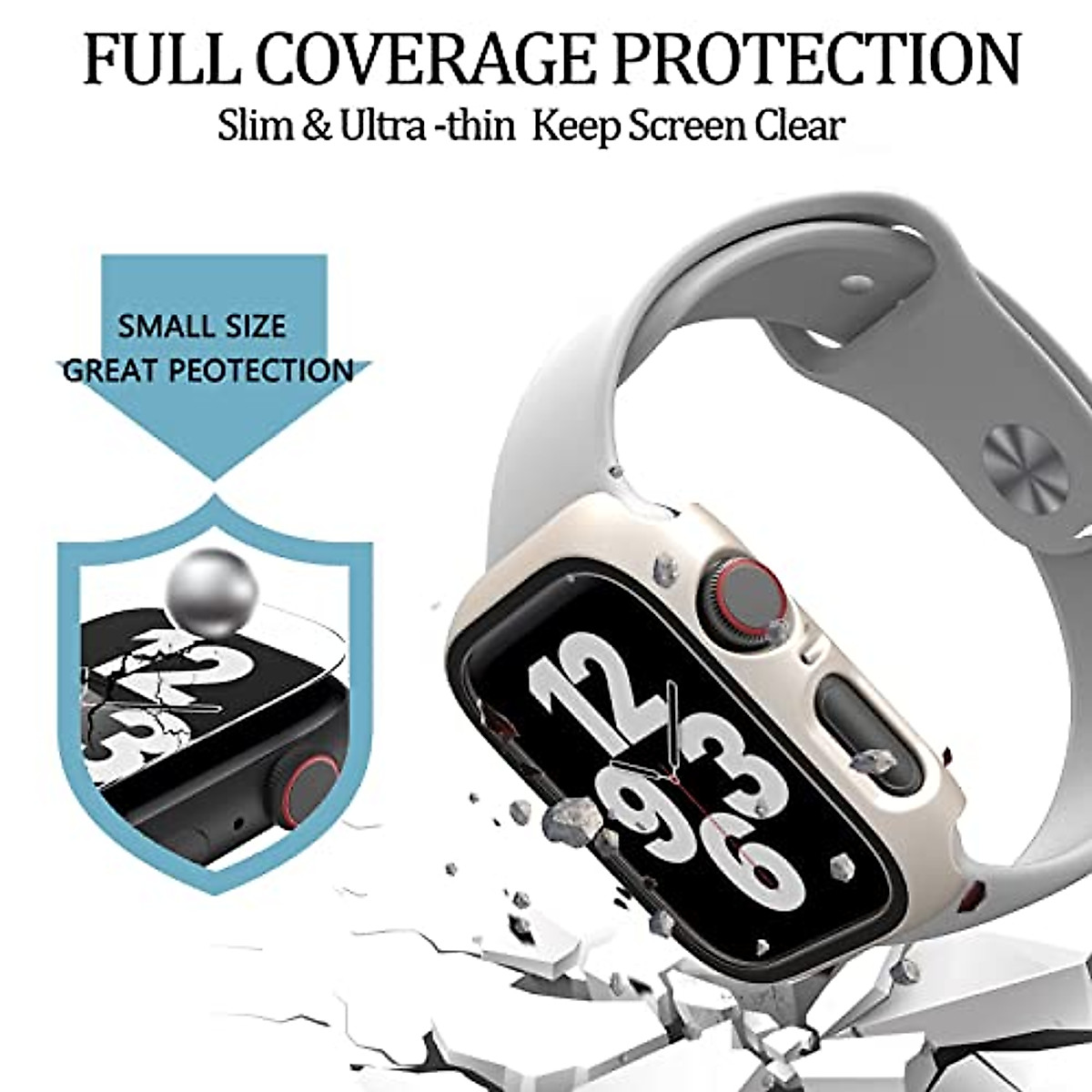 [12 Pack] Case Compatible with Apple Watch 44mm SE 2 Series 6 5 4 SE with Tempered Glass Screen Protector, HASDON Hard PC Bumper Overall Shockproof Protective Cover for iWatch 44mm Accessories