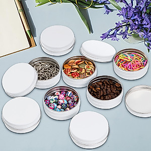 Foraineam 48 Pack 2 oz White Lip Balm Tin Cans - Aluminum Round Cosmetic Sample Containers with Screw Lid - Metal Empty Tins Storage Travel Tin Jars
