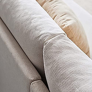 Fomgeely Modern Linen Sectional Sofa, L-Shaped Couch with Chaise, Convertible Sofa Couch, Wide Armrest, Small for Space Apartment, Beige (ORW247S00162-10082-2033128931)