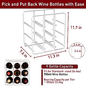 Buruis 9 Bottles Metal Wine Rack, Free-Standing Cabinet Water Bottle and Wine Rack Storage Organizer for Kitchen Countertop, Pantry, Fridge, Space Saver Protector for Red and White Wines Bottle