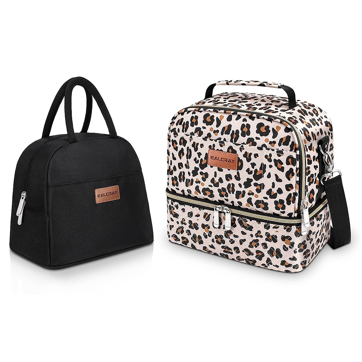 BALORAY Lunch Bag Women Men, Double Deck Lunch Box Insulated Lunch Bag for Adults Work Office Picnic, Leakproof Cooler Bag with Adjustable Shoulder Strap