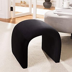 Safavieh Home Collection Kibo Modern Waterfall Black Velvet Ottoman (Fully Assembled)