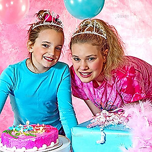 AUEAR, Crystal Birthday Tiara Rhinestone Princess Crown Happy Birthday Crowns Silver Diamante Crown for 21st Birthday Gift Decoration