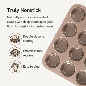 HAPPIELS Non-Toxic Nonstick 12-Cup Muffin Pan | Non toxic Cupcake Pan Non Stick | Muffin Tin 12 cups
